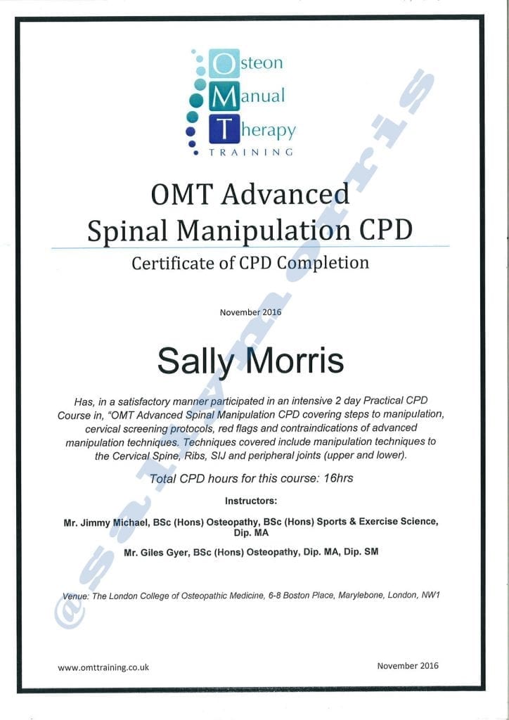 Qualifications – Sally Morris – Osteo | Muscular Neuro